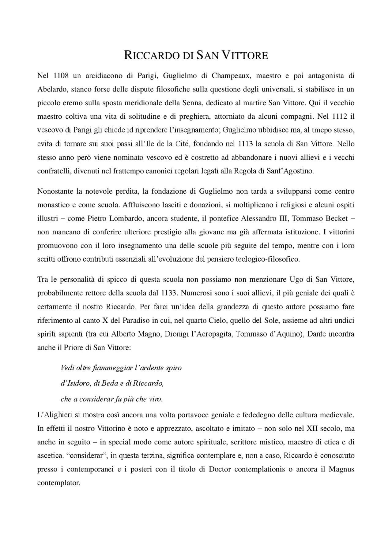 Riassunto De Trinitate di Riccardo di San Vittore | Sintesi del corso ...