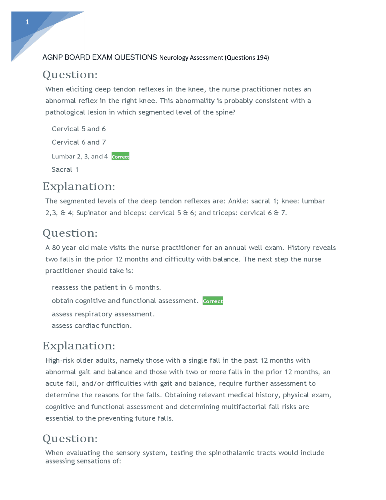 NSG 6320 AGNP BOARD EXAM QUESTIONS Neurology Assessment (2024 NEW ...
