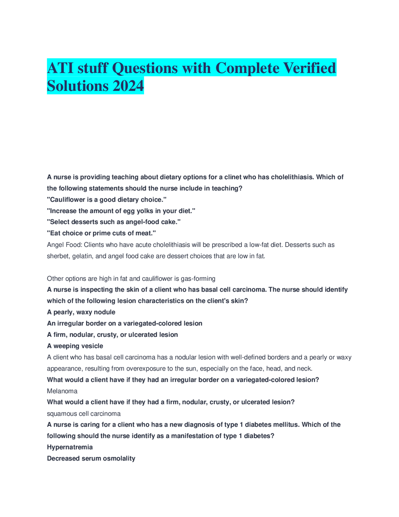 ATI stuff Questions with Complete Verified Solutions 2024 | Exams ...