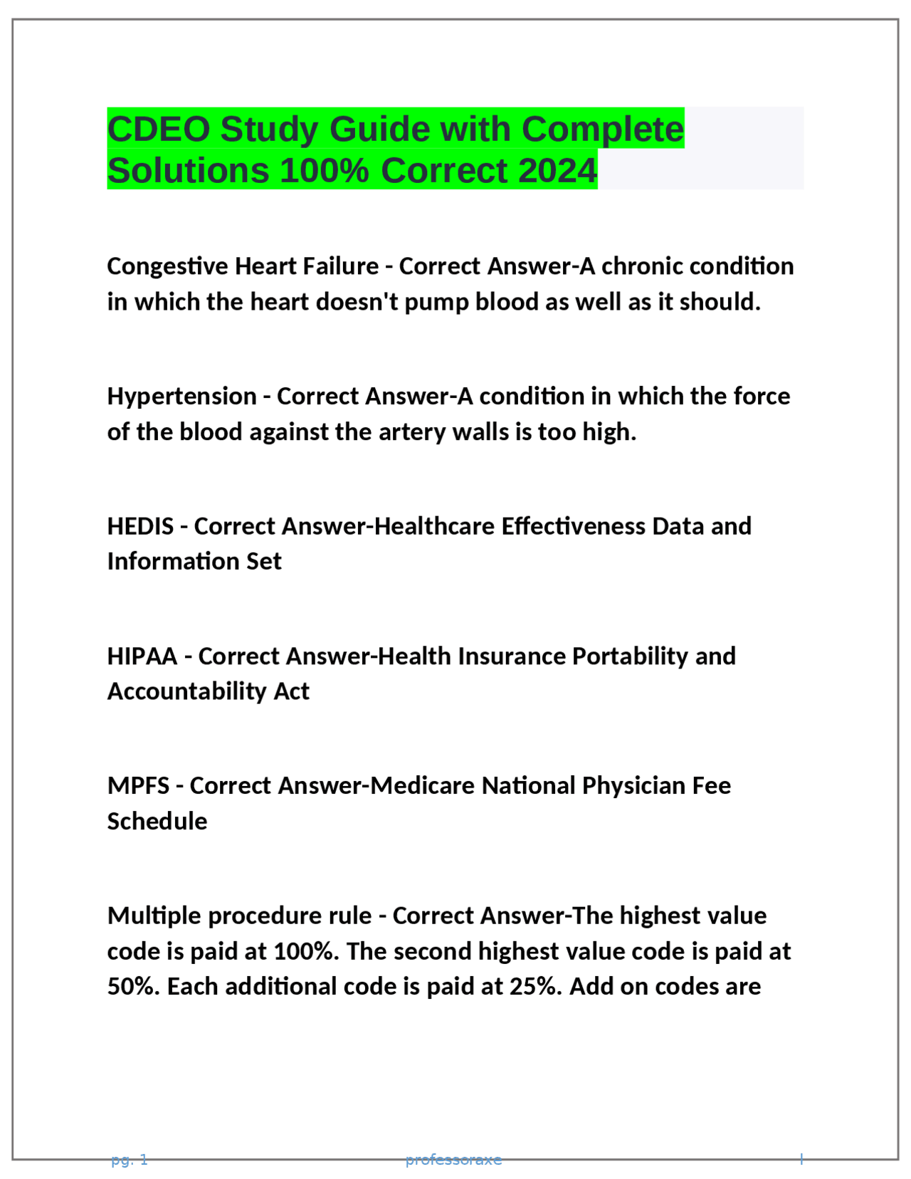 CDEO Study Guide with Complete Solutions 100% Correct 2024 | Exams ...