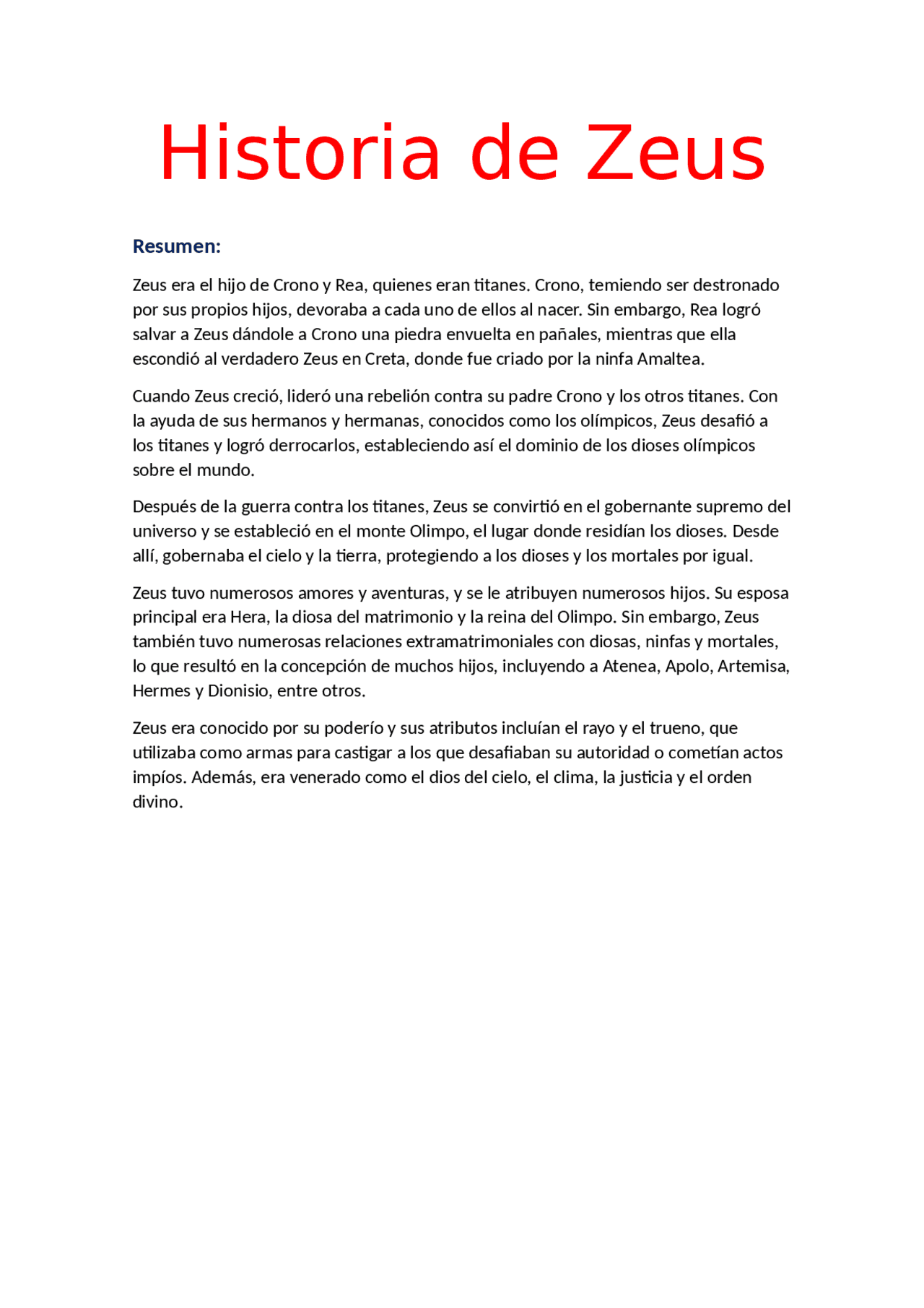 historia de zeus mitologia griega | Apuntes de Historia del Mundo ...