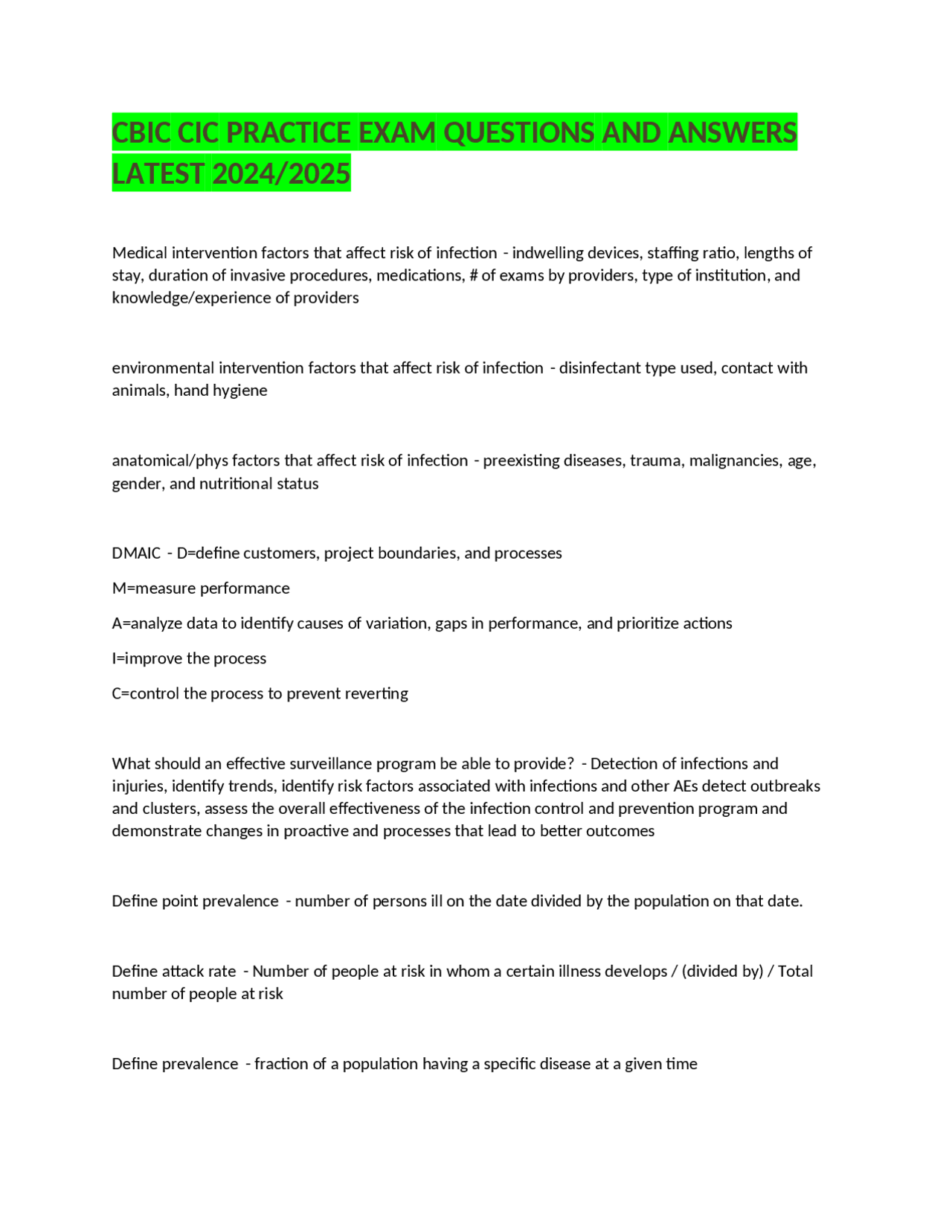 CBIC CIC PRACTICE EXAM QUESTIONS AND ANSWERS LATEST 2024/2025 | Exams ...