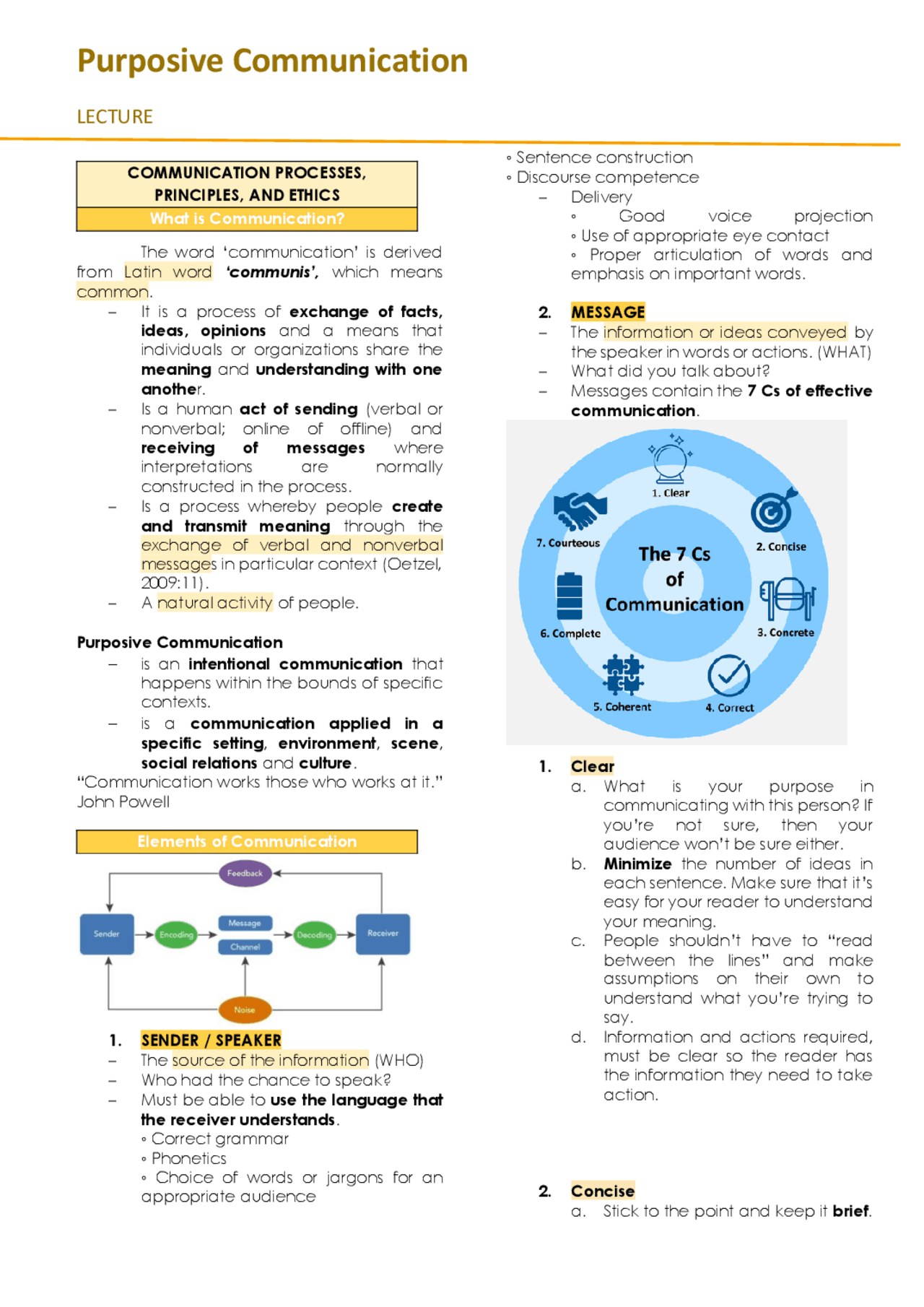 Purposive Communication | Study notes Communication | Docsity