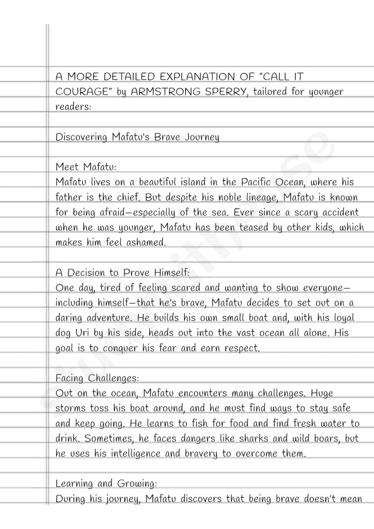 CALL IT COURAGE BY ARMSTRONG SPERRY - SUMMARY AND QUESTIONS | Study ...