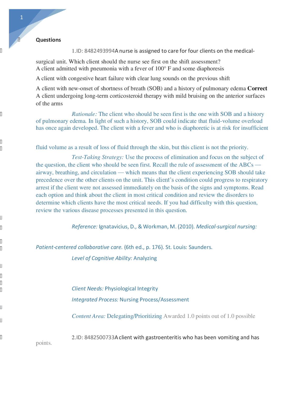 NURSING 2362 Module 10 Exam | Exams Nursing | Docsity