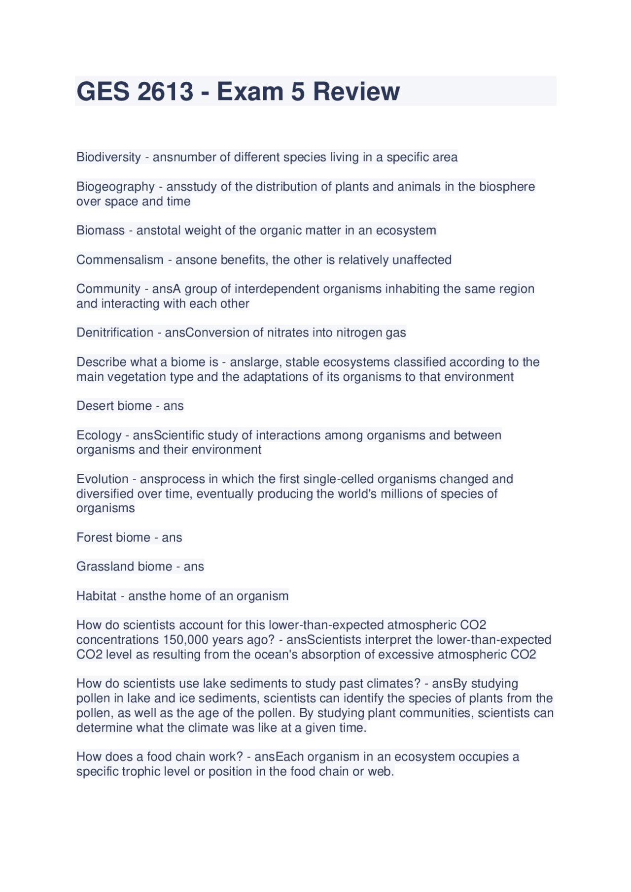 GES 2613 EXAM 5 REVIEW.pdf | Exams Nursing | Docsity