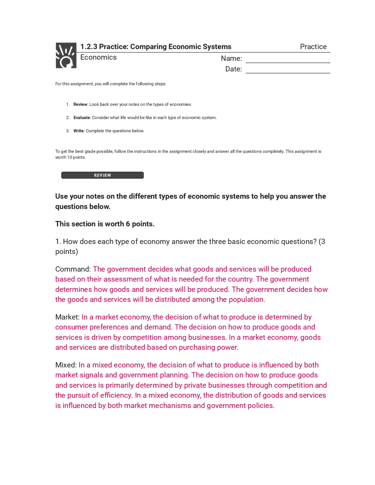 1.2.3 Practice - Comparing Economic Systems (Practice).pdf ...