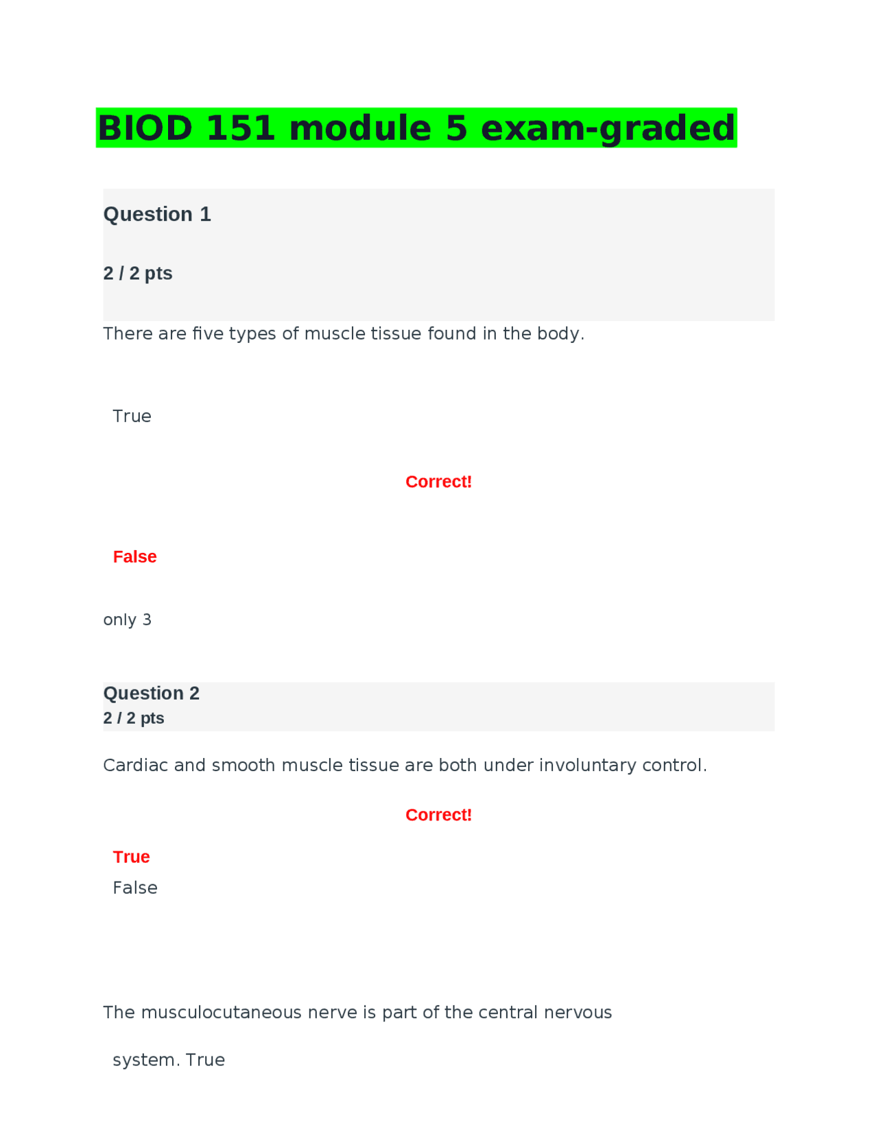 BIOD 151 module 5 exam-graded.docx | Exams Nursing | Docsity