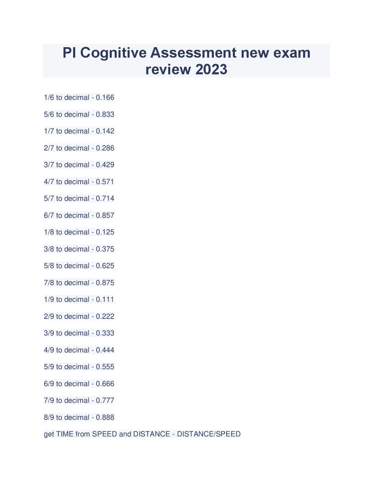 PI Cognitive Assessment new exam review 2023 | Exams Computer Science ...