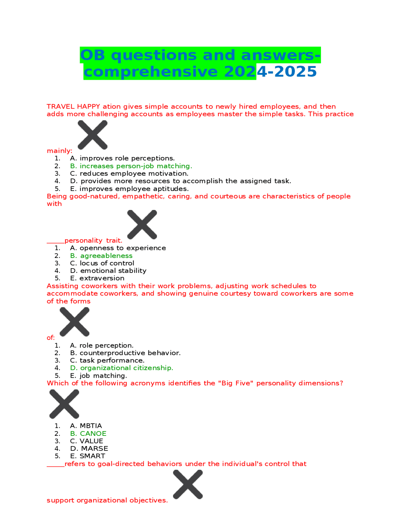 OB questions and answers- comprehensive 2024-2025.docx | Exams Nursing ...