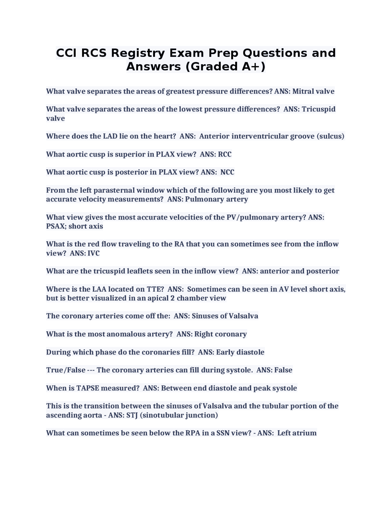 CCI RCS Registry Exam Prep Questions and Answers (Graded A+) | Exams ...