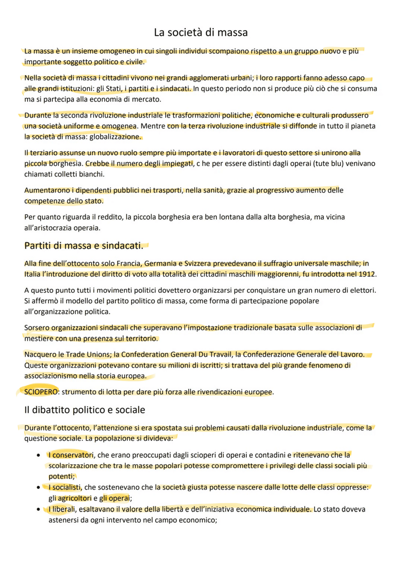 Società di massa e giolitti | Apuntes de Historia | Docsity