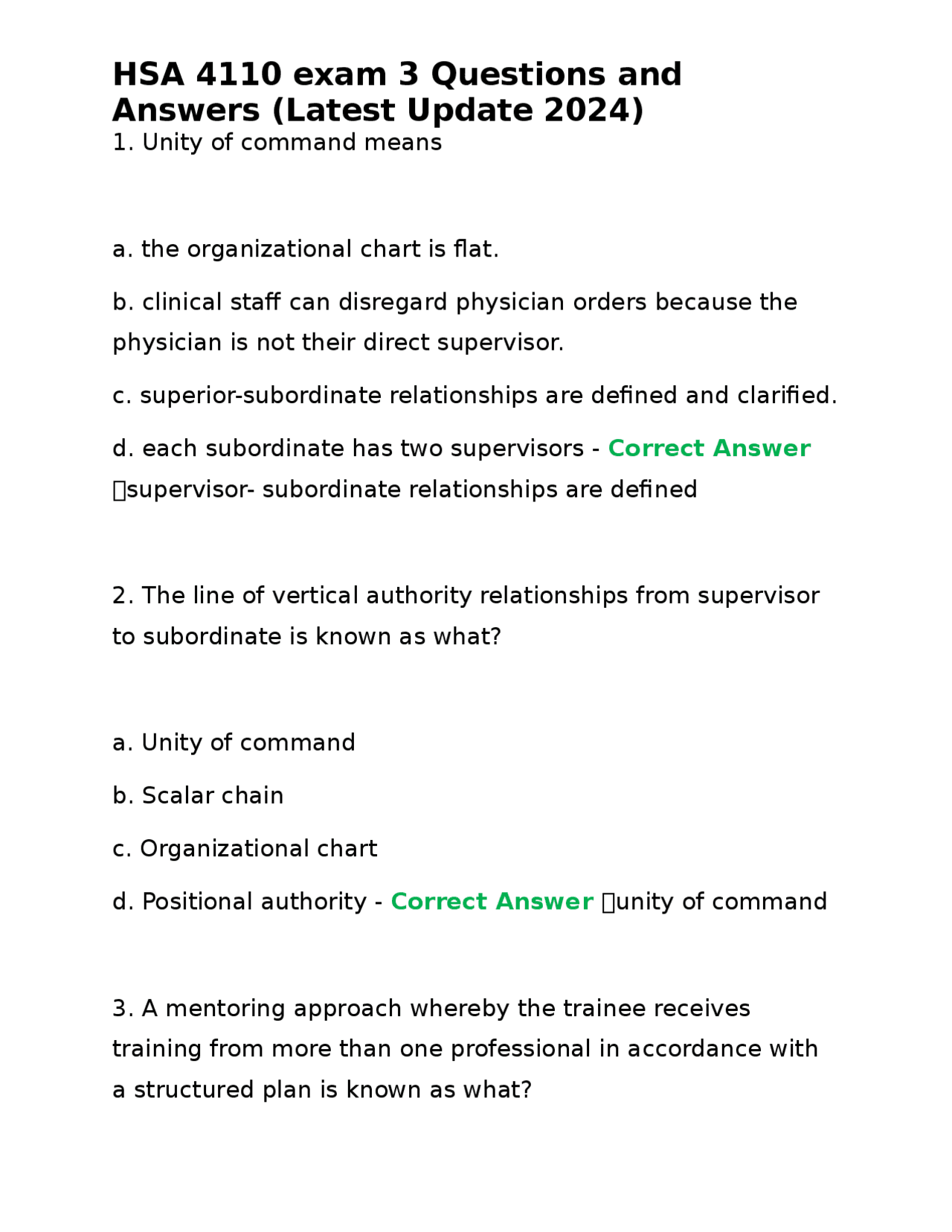 HSA 4110 exam 3 Questions and Answers (Latest Update 2024) | Exams ...