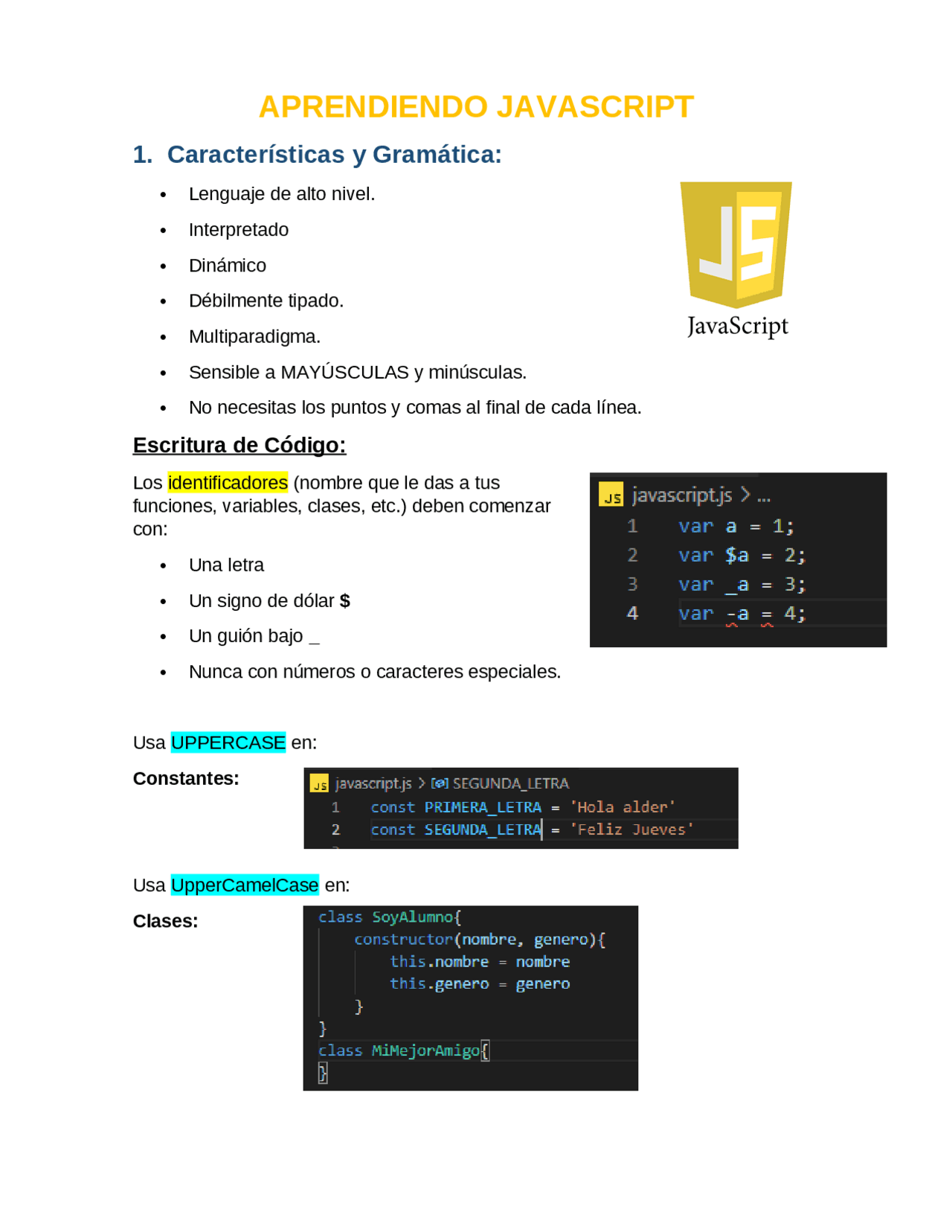 Aprendiendo JavaScript | Apuntes de Programación Javascript | Docsity