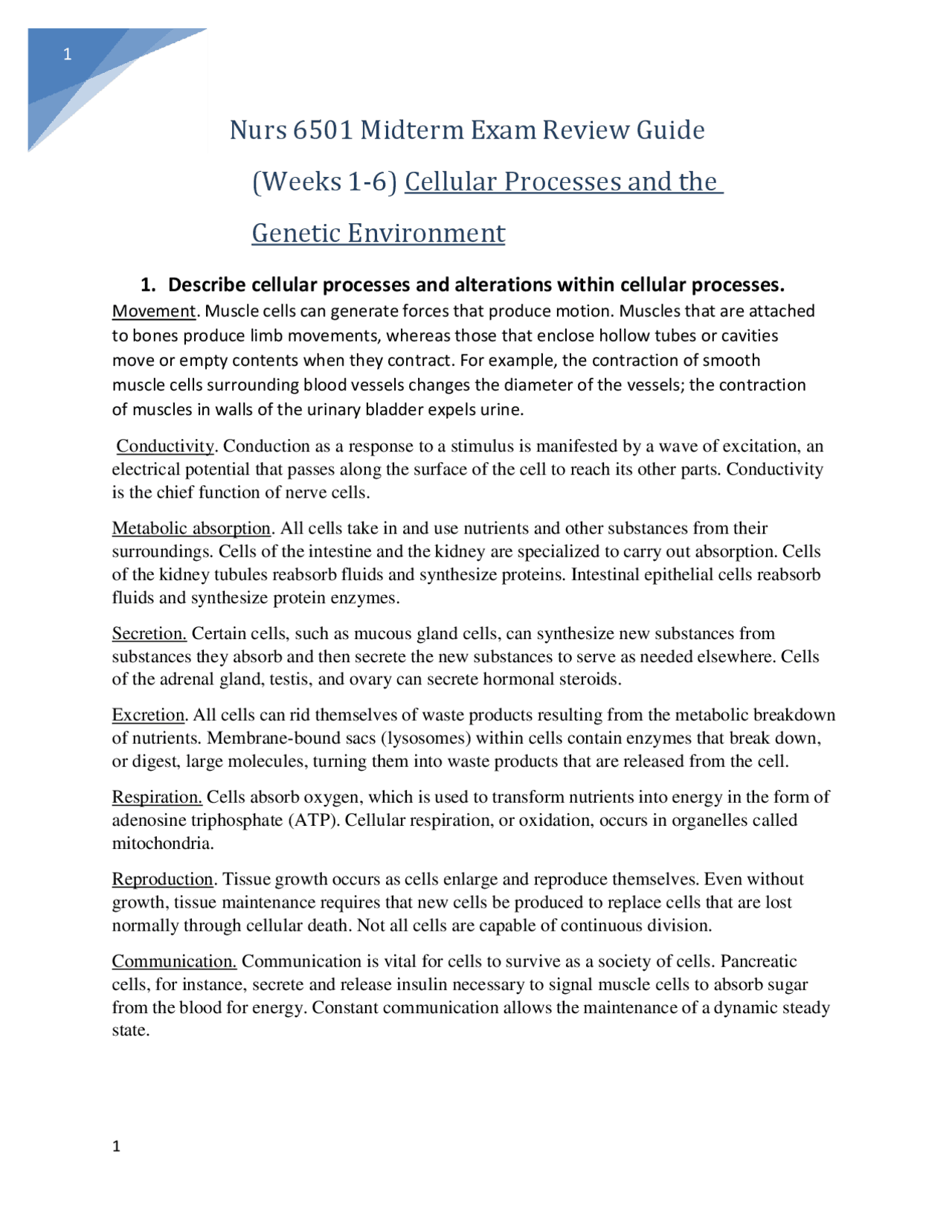 NURSING 6501 Midterm Exam Review 2024 | Exams Nursing | Docsity