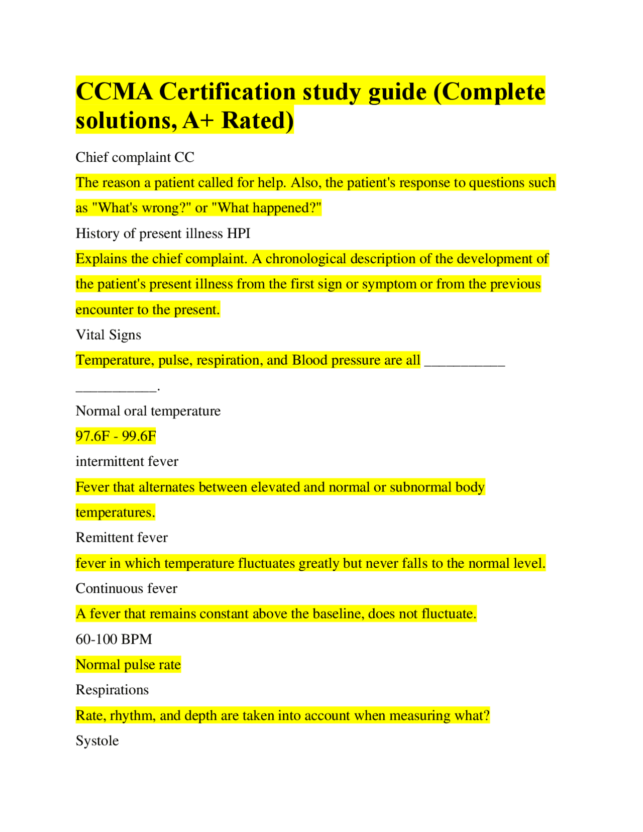 CCMA Certification study guide (Complete solutions, A+ Rated) | Exams ...