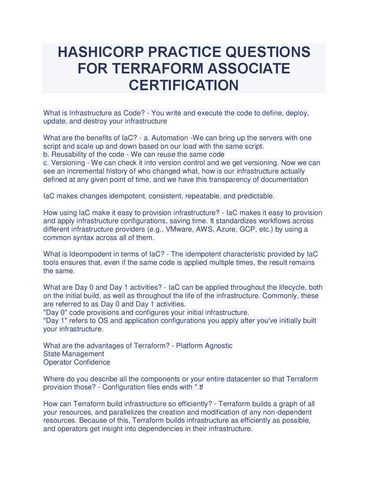 HASHICORP PRACTICE QUESTIONS FOR TERRAFORM ASSOCIATE CERTIFICATION ...