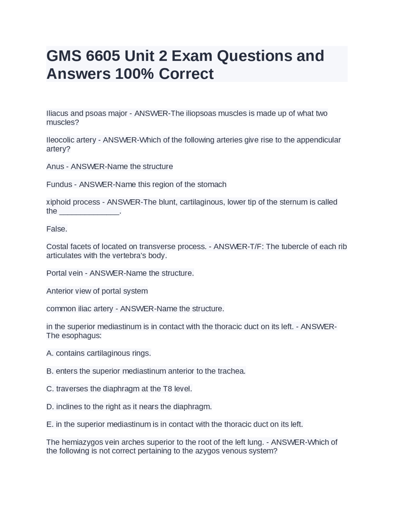 GMS 6605 Unit 2 Exam Questions and Answers 100% Correct | Exams Biology ...