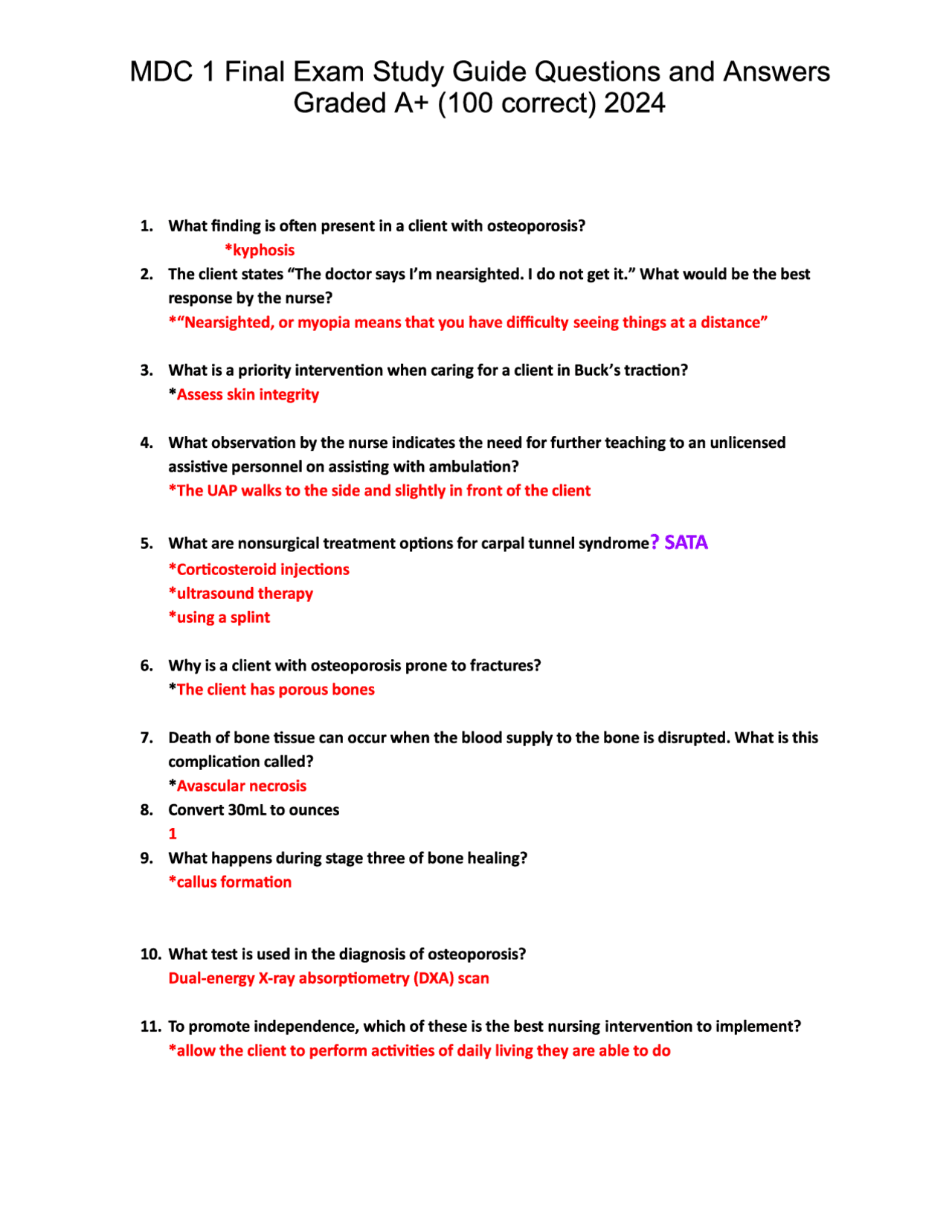 MDC 1 Final Exam Study Guide Questions and Answers Graded A+ (100 ...