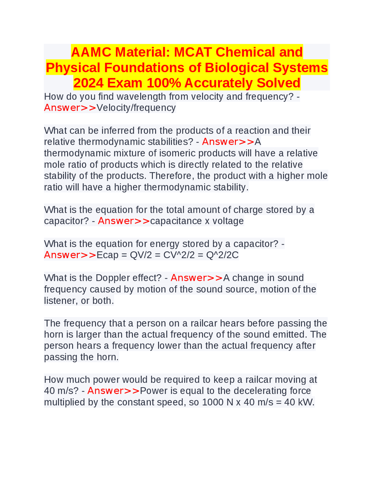 AAMC Material: MCAT Chemical and Physical Foundations of Biological ...
