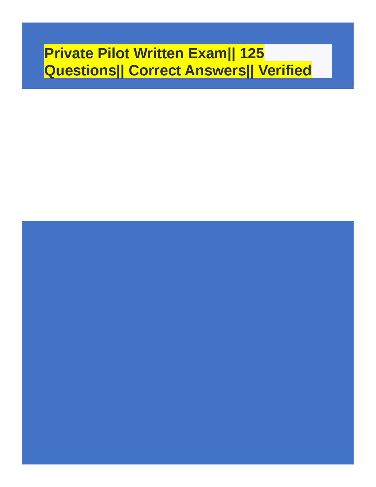 Private Pilot Written Exam|| 125 Questions|| Correct Answers | Exams ...