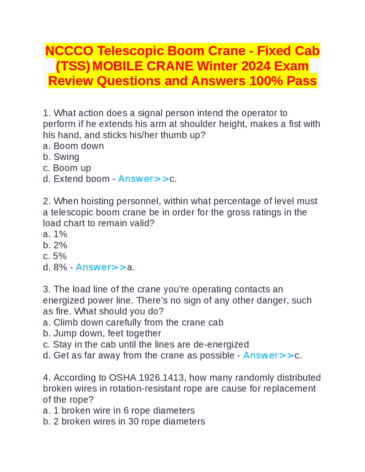 NCCCO Telescopic Boom Crane - Fixed Cab (TSS) MOBILE CRANE Winter 2024 ...