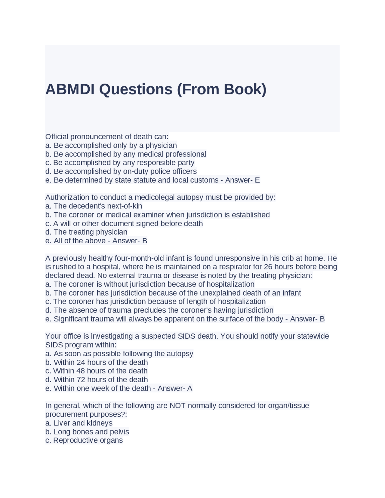 ABMDI Questions (From Book) with correct Answers 2024 | Exams Nursing ...