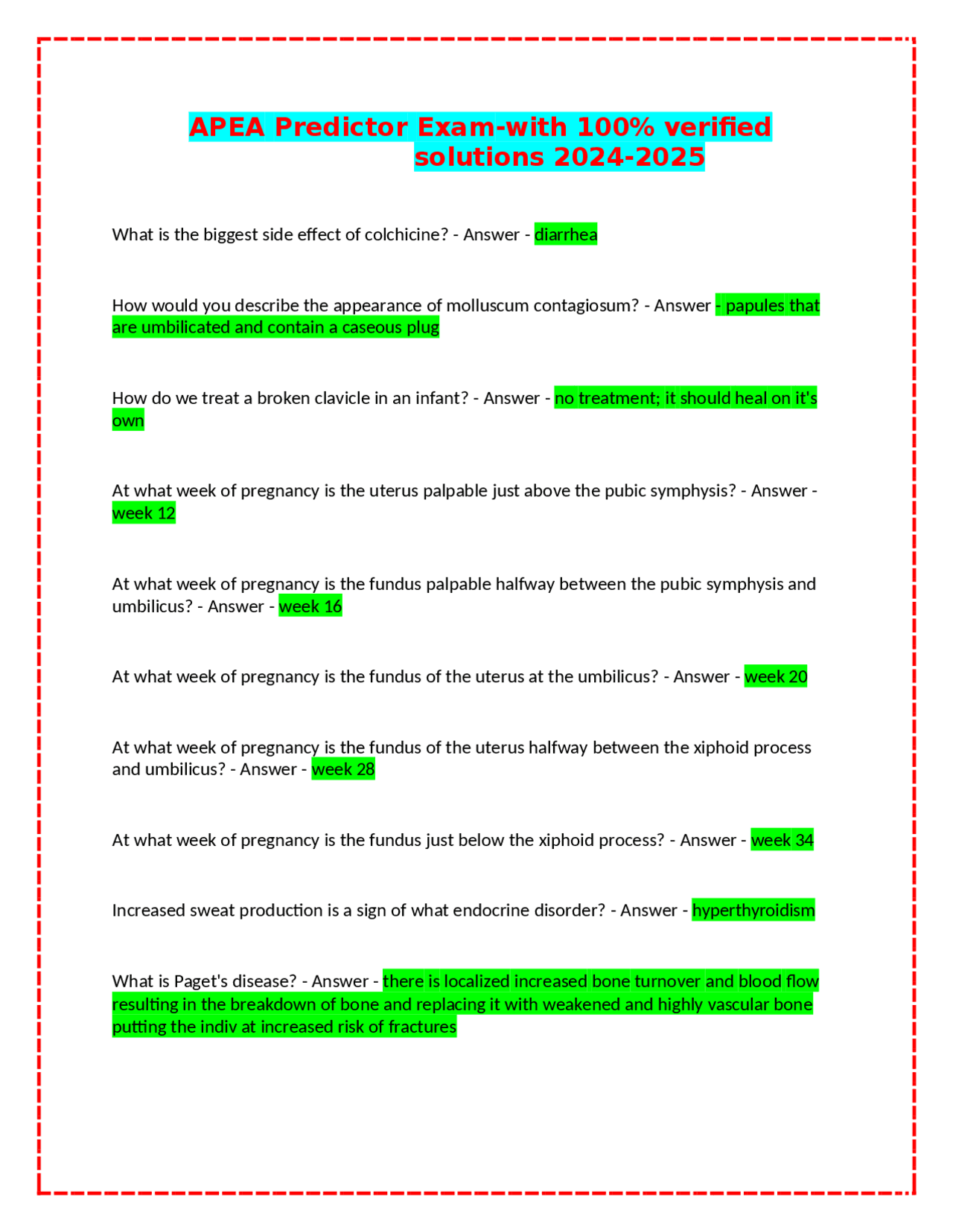 APEA Predictor Exam-with 100% verified solutions 2024-2025 | Exams ...