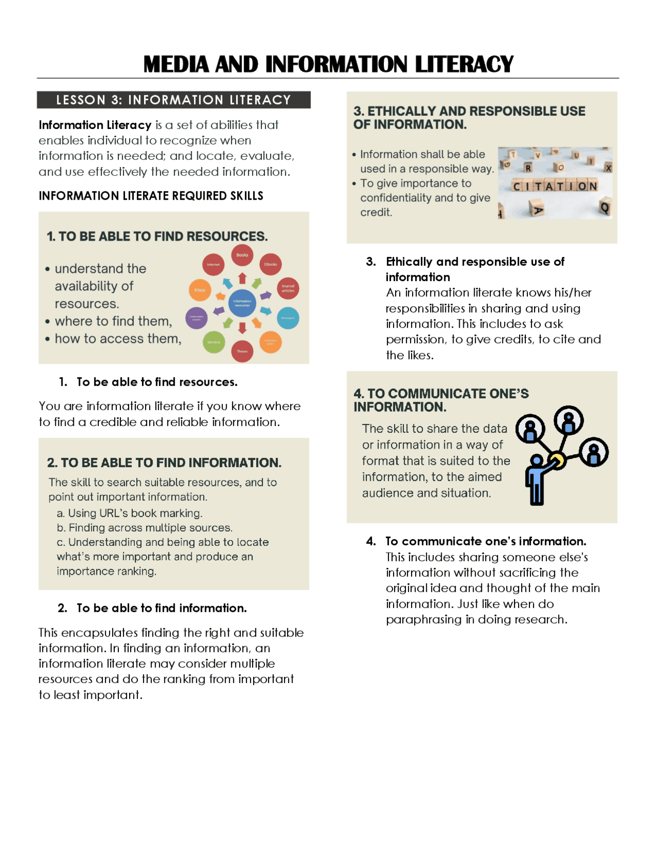 Media and Information Literacy: Information Literacy and Types of Media ...