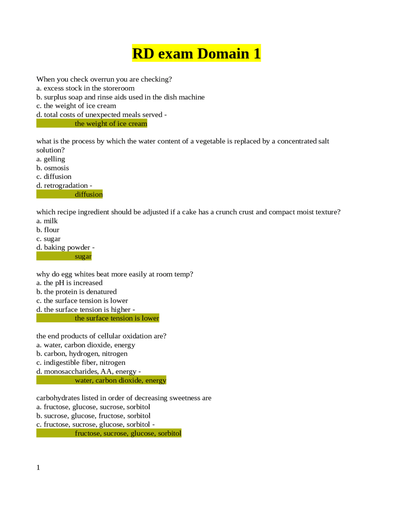 RD exam Domain 1 RD exam Domain 1 | Exams Nutrition | Docsity