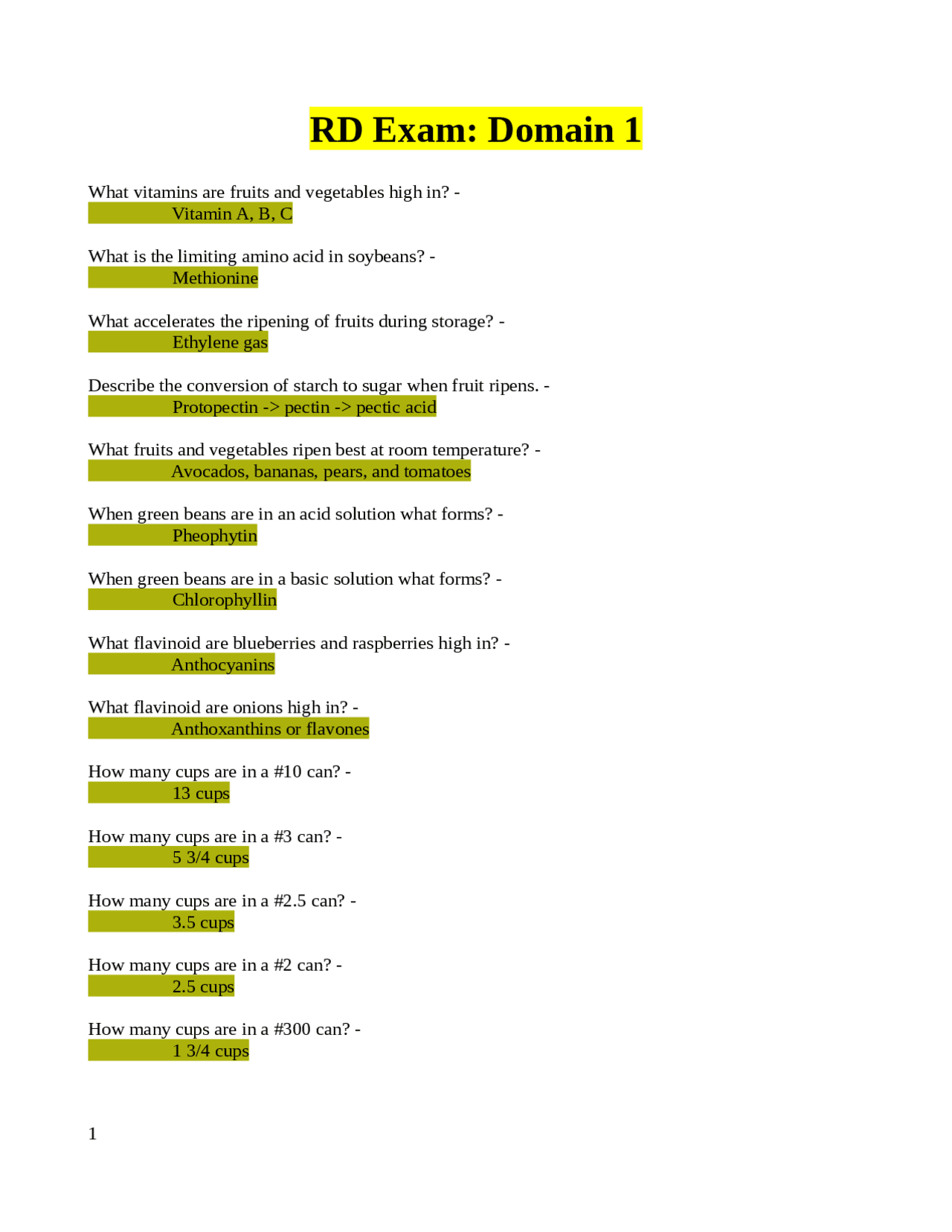 RD Exam: Domain 1 RD Exam: Domain 1 | Exams Nutrition | Docsity