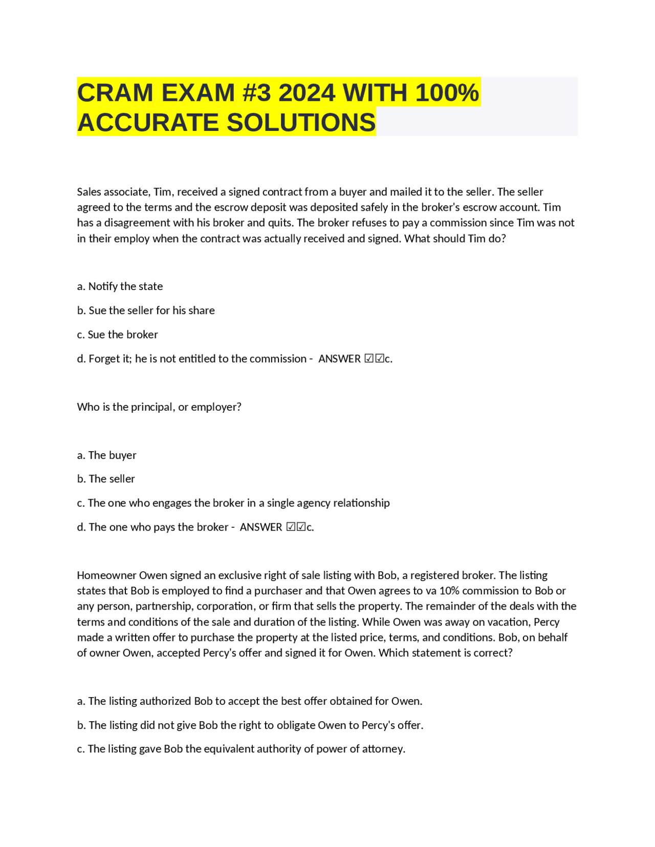 CRAM EXAM #3 2024 WITH 100% ACCURATE SOLUTIONS | Exams Nursing | Docsity