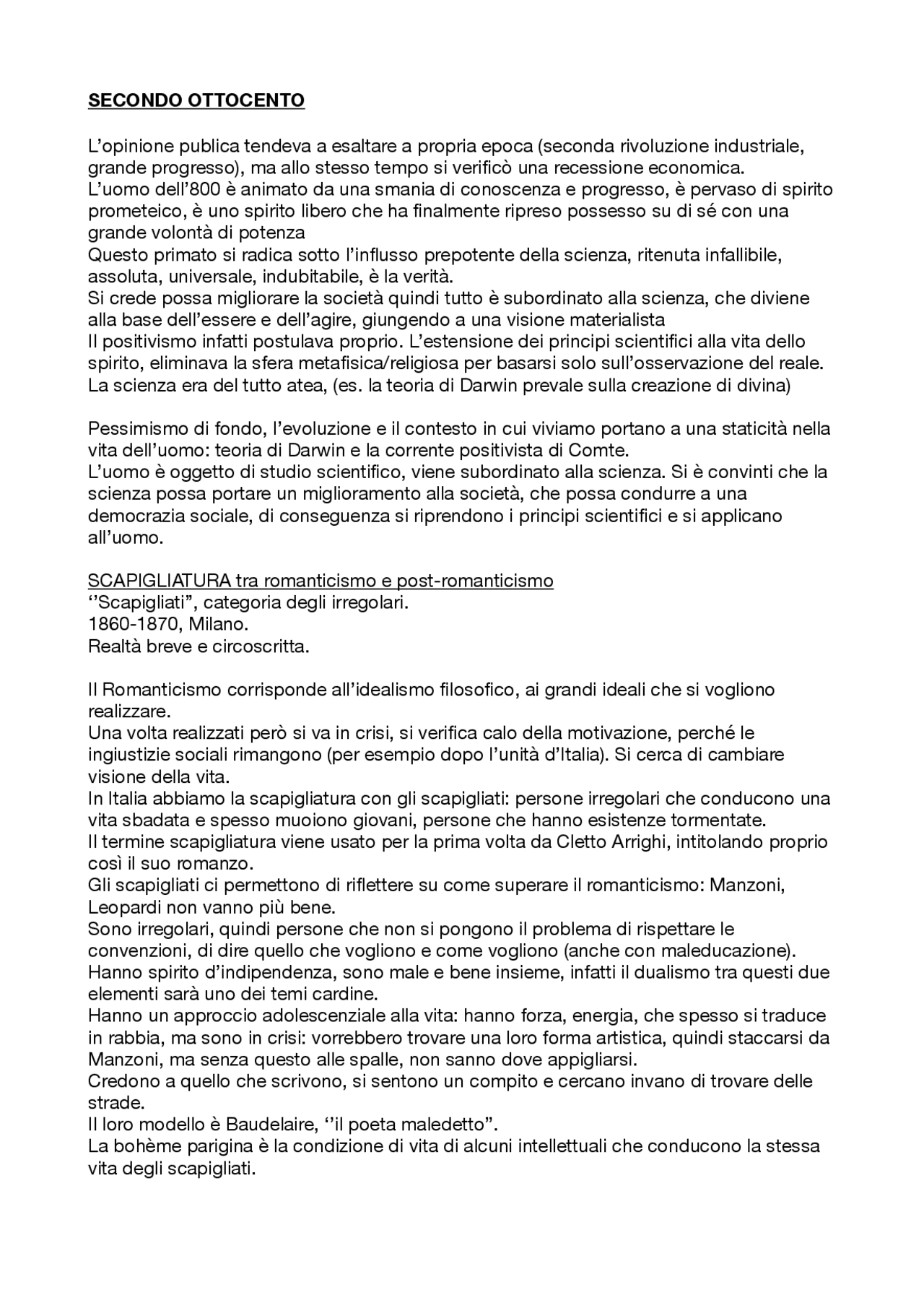 Intero programma di italiano liceo linguistico quinto anno | Appunti di Italiano | Docsity