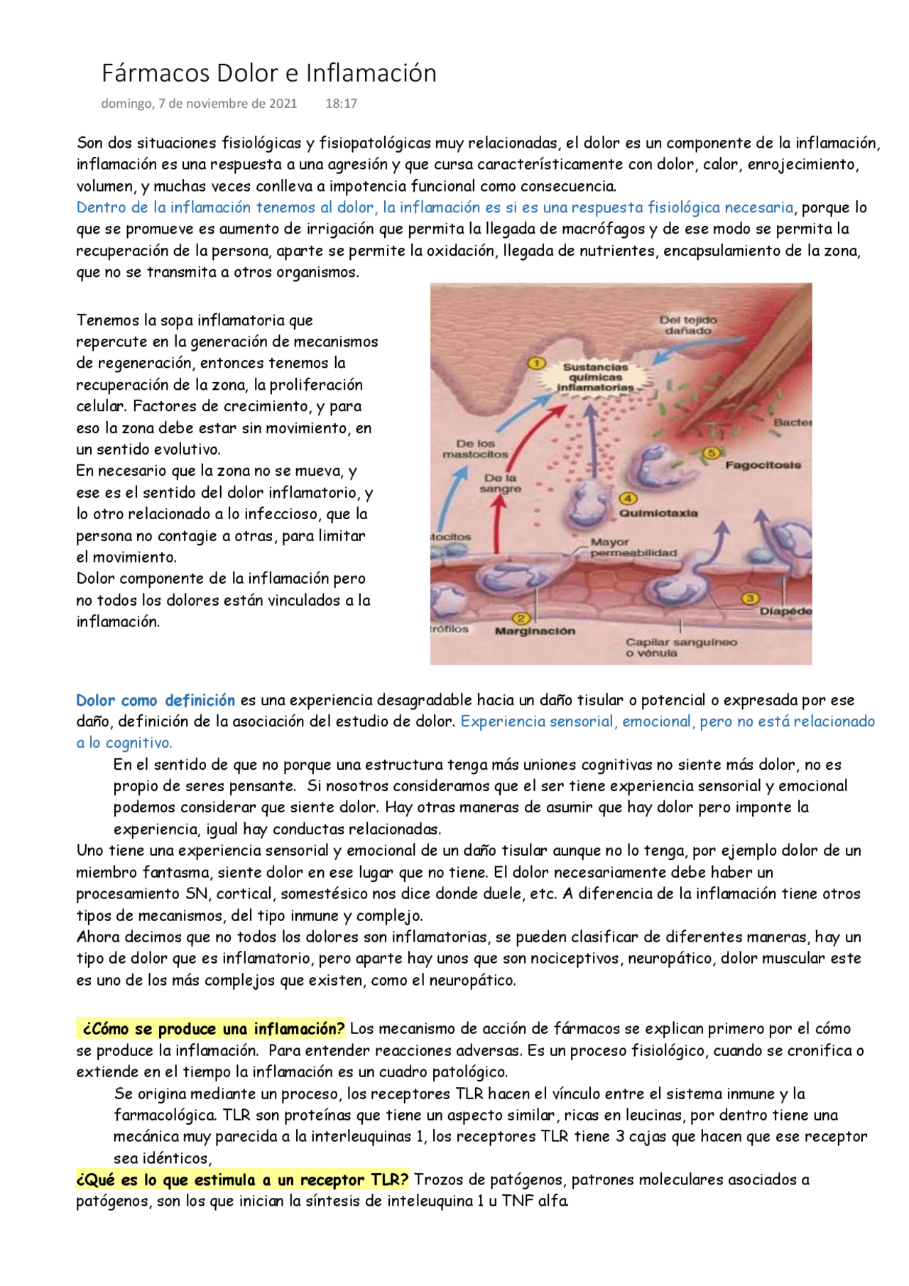 Farmacología dolor e Inflamatorio 1/2 | Apuntes de Farmacología | Docsity
