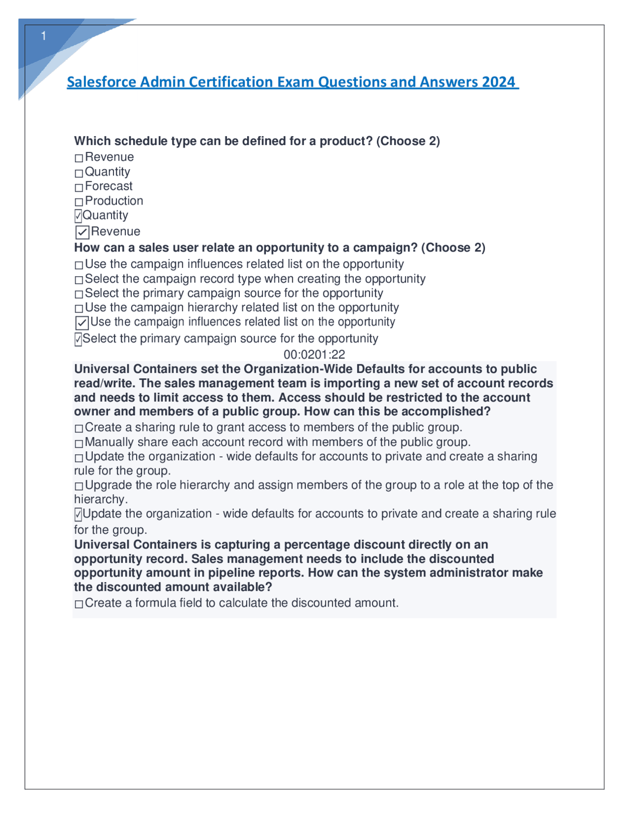 Salesforce Admin Certification Exam Questions And Answers 2024 Exams Nursing Docsity