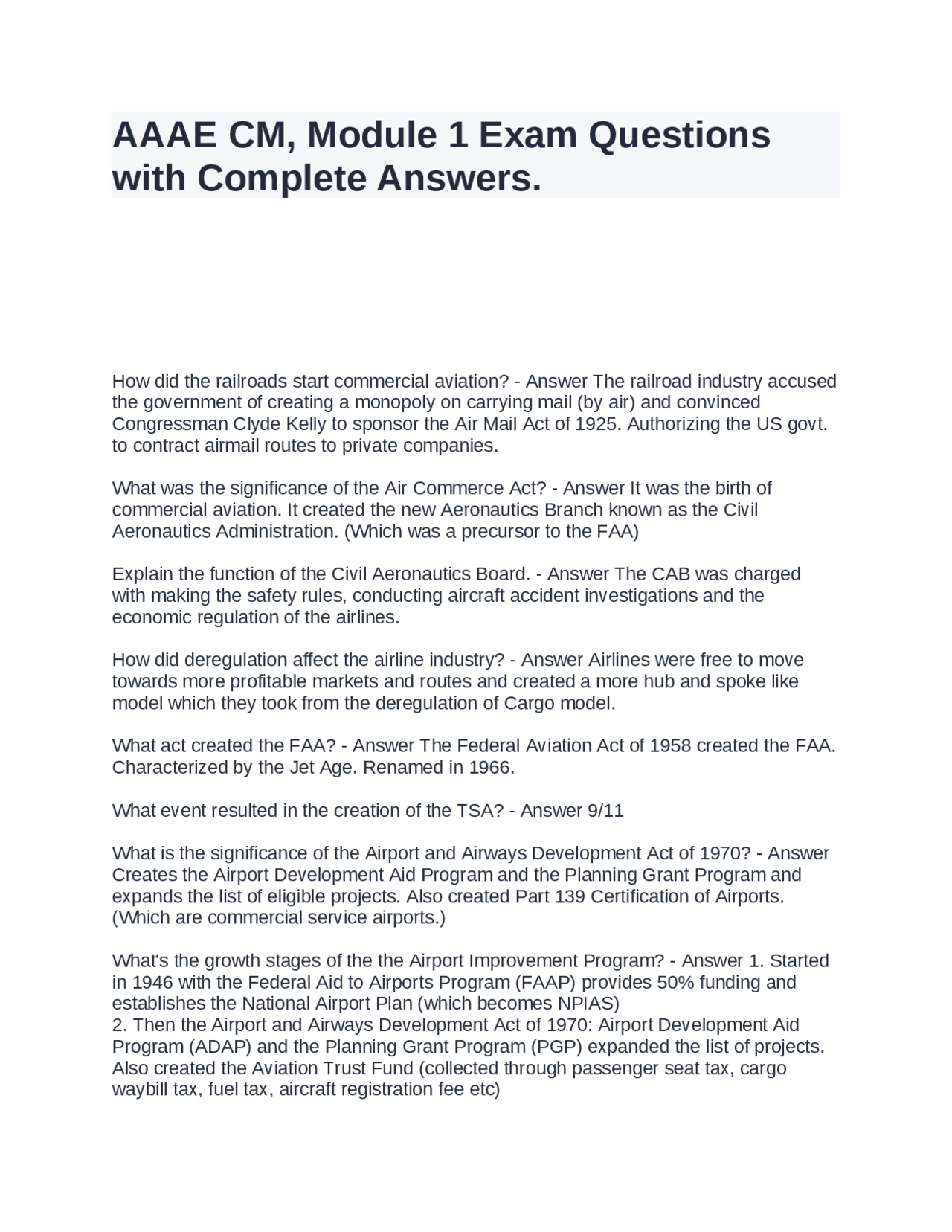 AAAE CM, Module 1 Exam Questions with Complete Answers | Exams Nursing ...