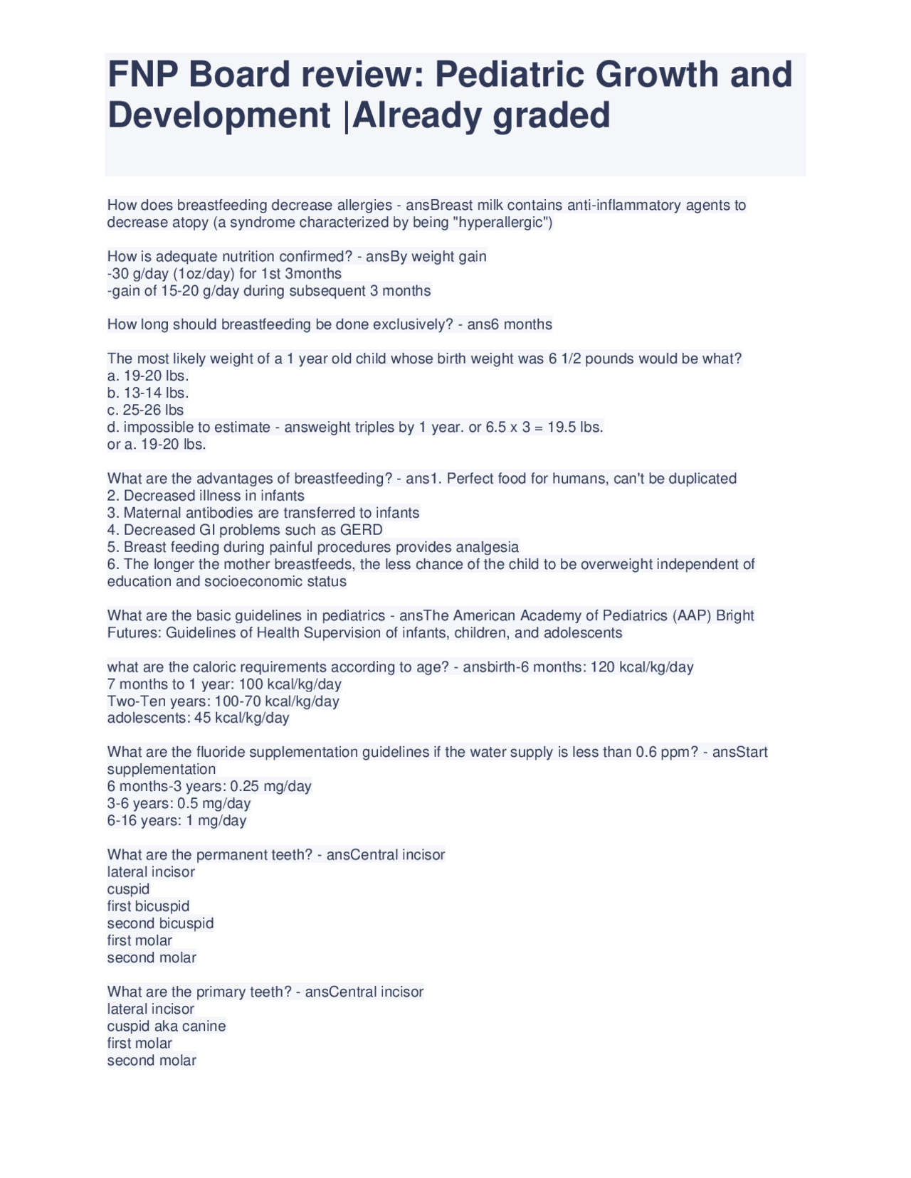 FNP Board review Pediatric Growth and Development Already graded.pdf ...