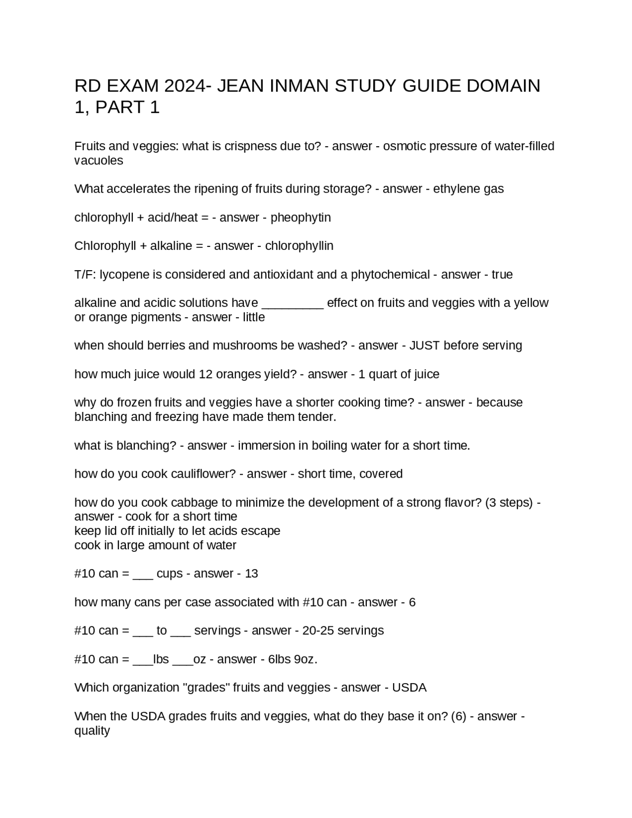 RD EXAM 2024- JEAN INMAN STUDY GUIDE DOMAIN 1, PART 1 | Exams Nursing ...