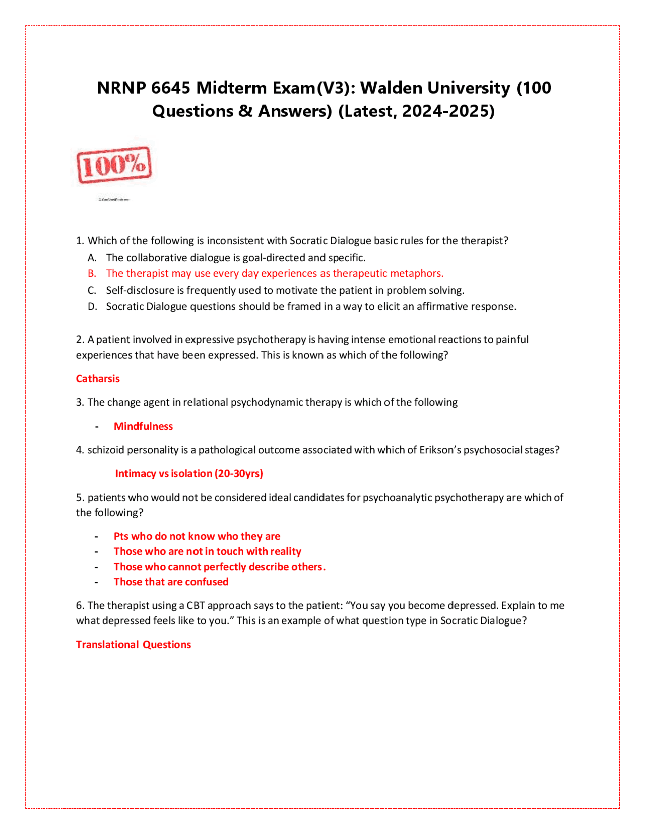 NRNP 6645 Midterm Exam(V3): Walden University (100 Questions & Answers ...