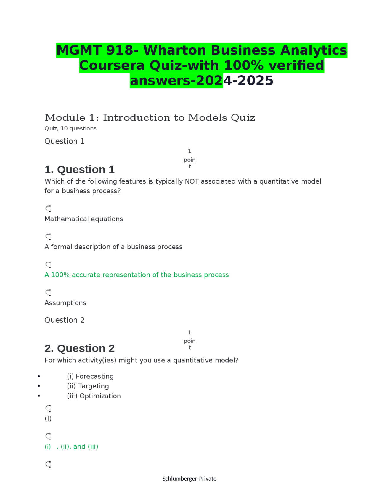 MGMT 918- Wharton Business Analytics Coursera Quiz-with 100% verified ...