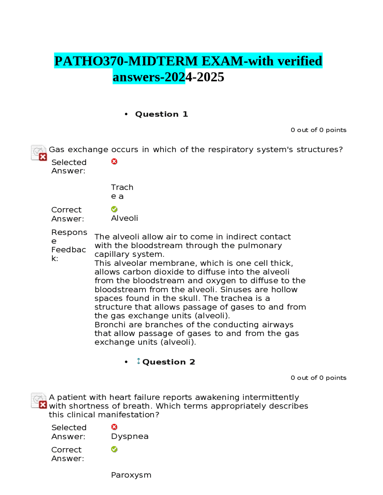 PATHO370-MIDTERM EXAM-with verified answers-2024-2025.docx | Exams ...