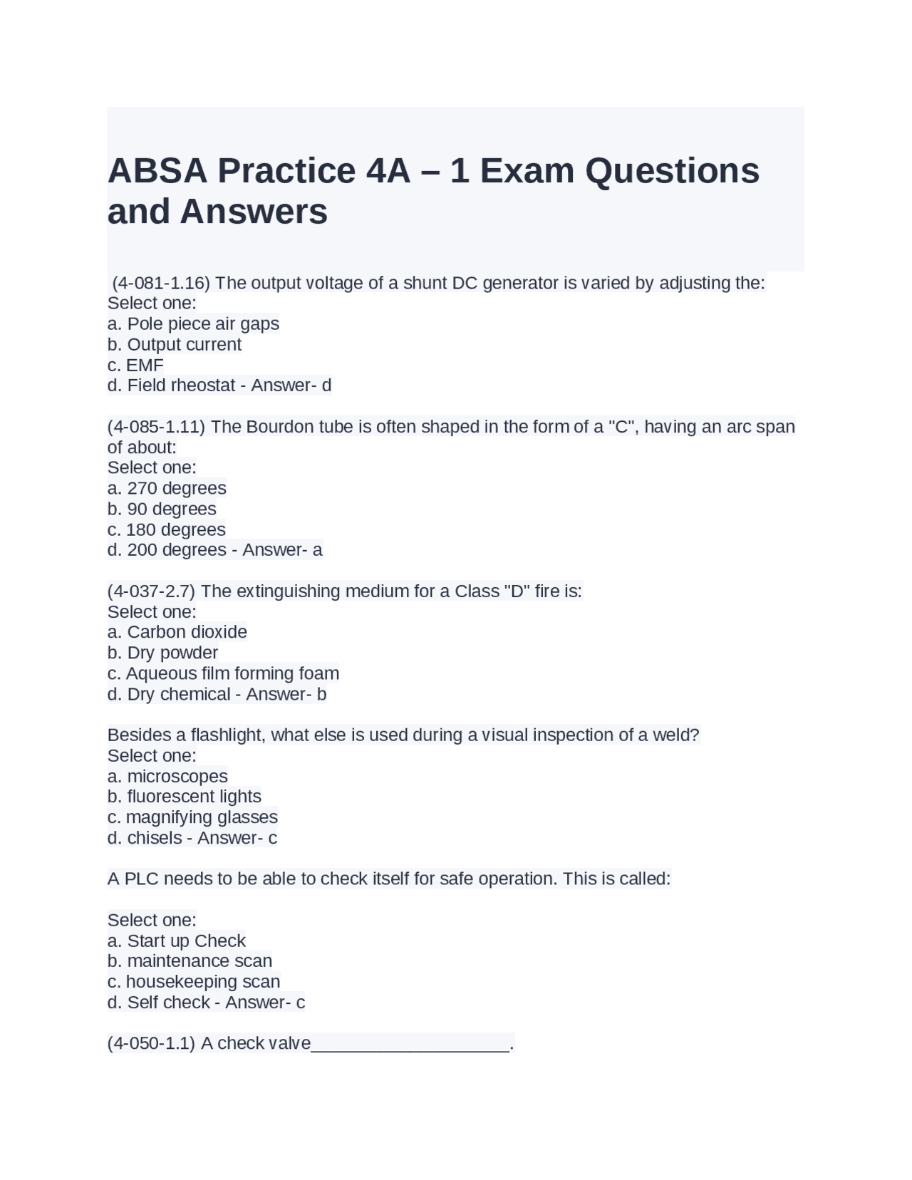 ABSA Practice 4A – 1 Exam Questions and Answers | Exams Engineering ...