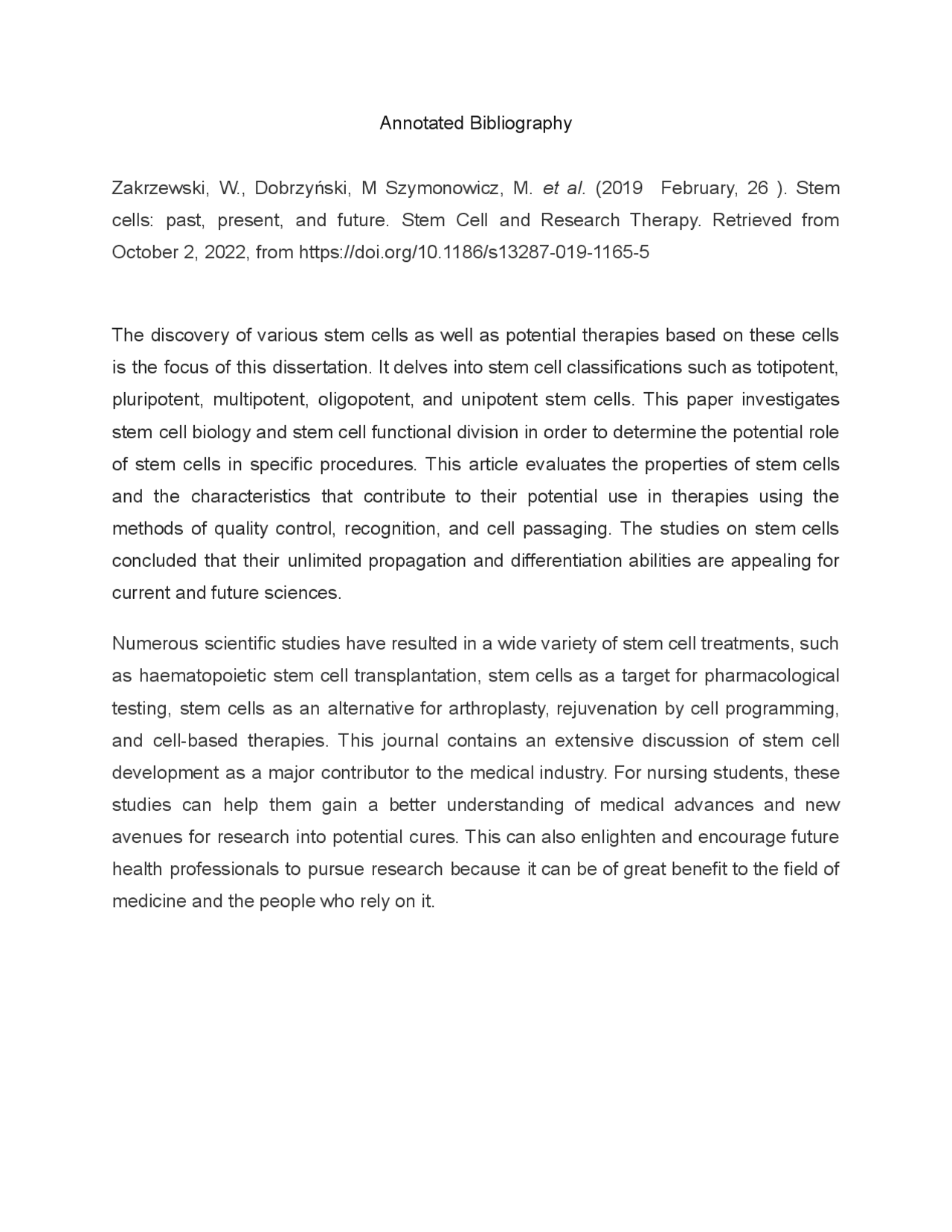 Stem cells: past, present, and future. Stem Cell and Research Therapy ...