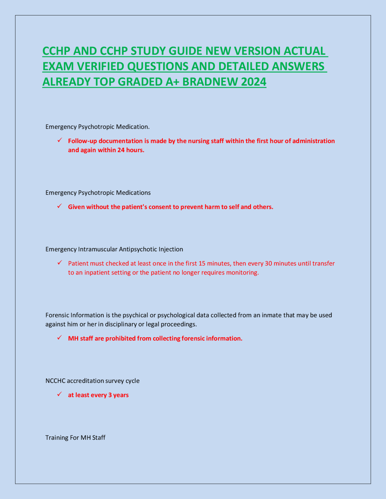 CCHP AND CCHP STUDY GUIDE NEW VERSION ACTUAL EXAM VERIFIED QUESTIONS ...