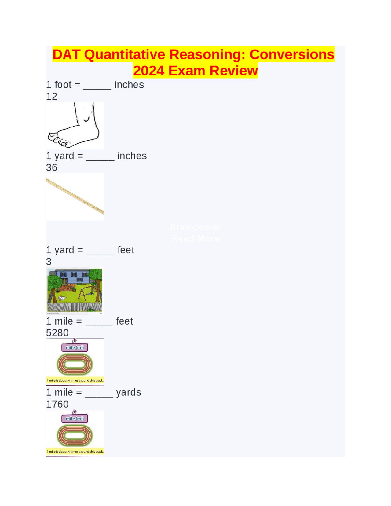 DAT Quantitative Reasoning: Conversions 2024 Exam Review | Exams ...