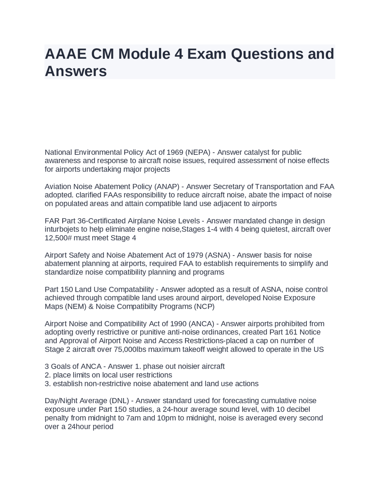 AAAE CM Module 4 Exam Questions and Answers | Exams Nursing | Docsity
