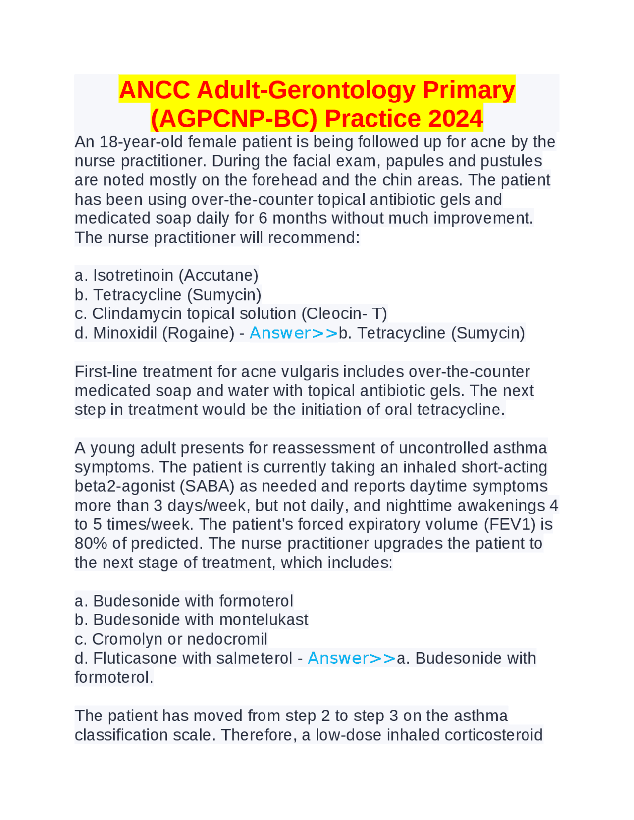 ANCC Adult-Gerontology Primary (AGPCNP-BC) Practice 2024 | Exams ...