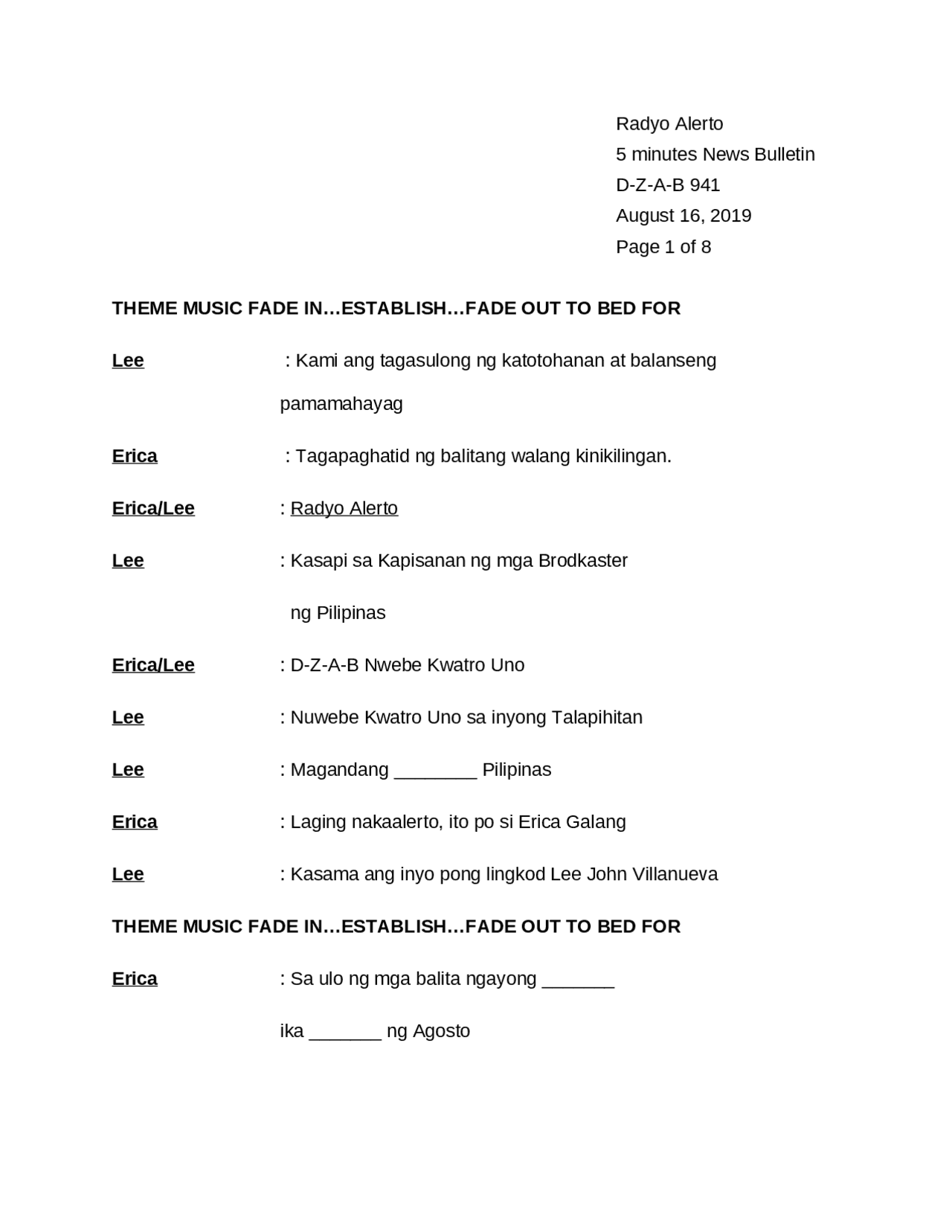 Radio Script for Filipino | Cheat Sheet Sociology | Docsity