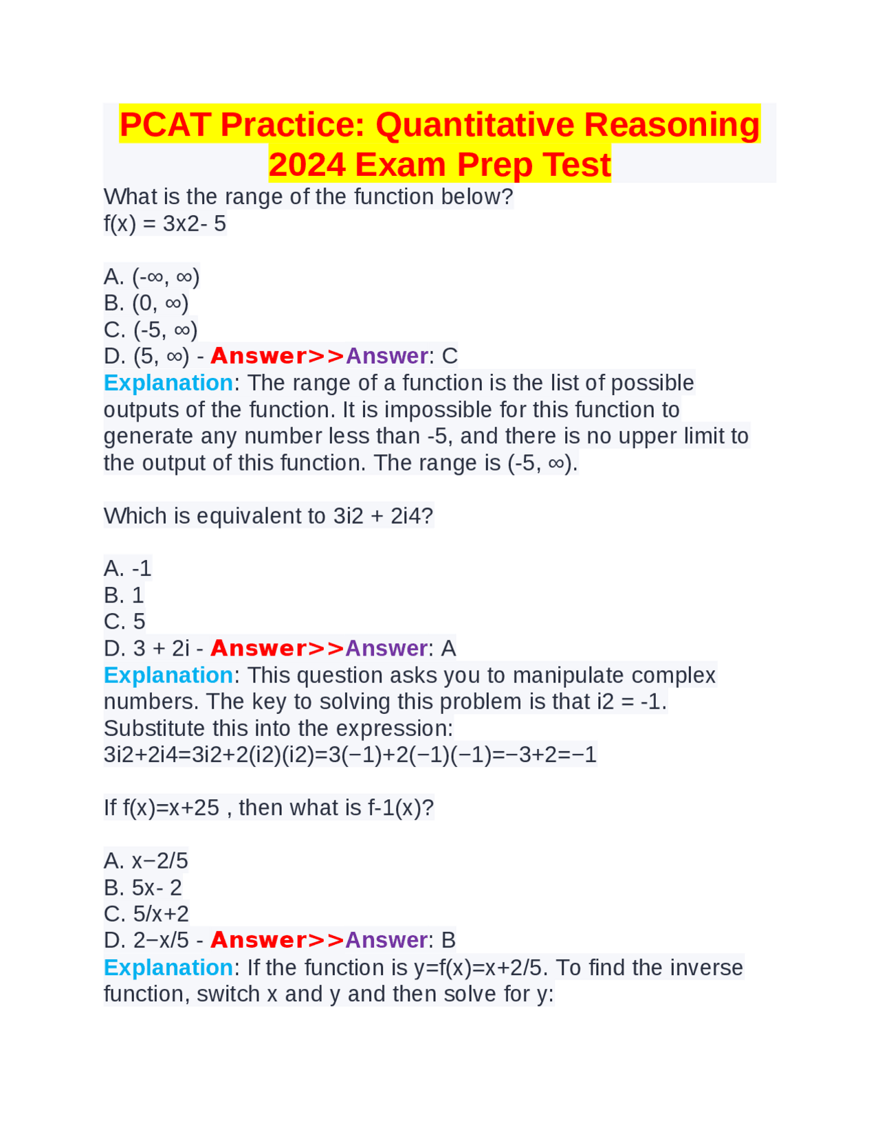 PCAT Practice: Quantitative Reasoning 2024 Exam Prep Test | Exams ...