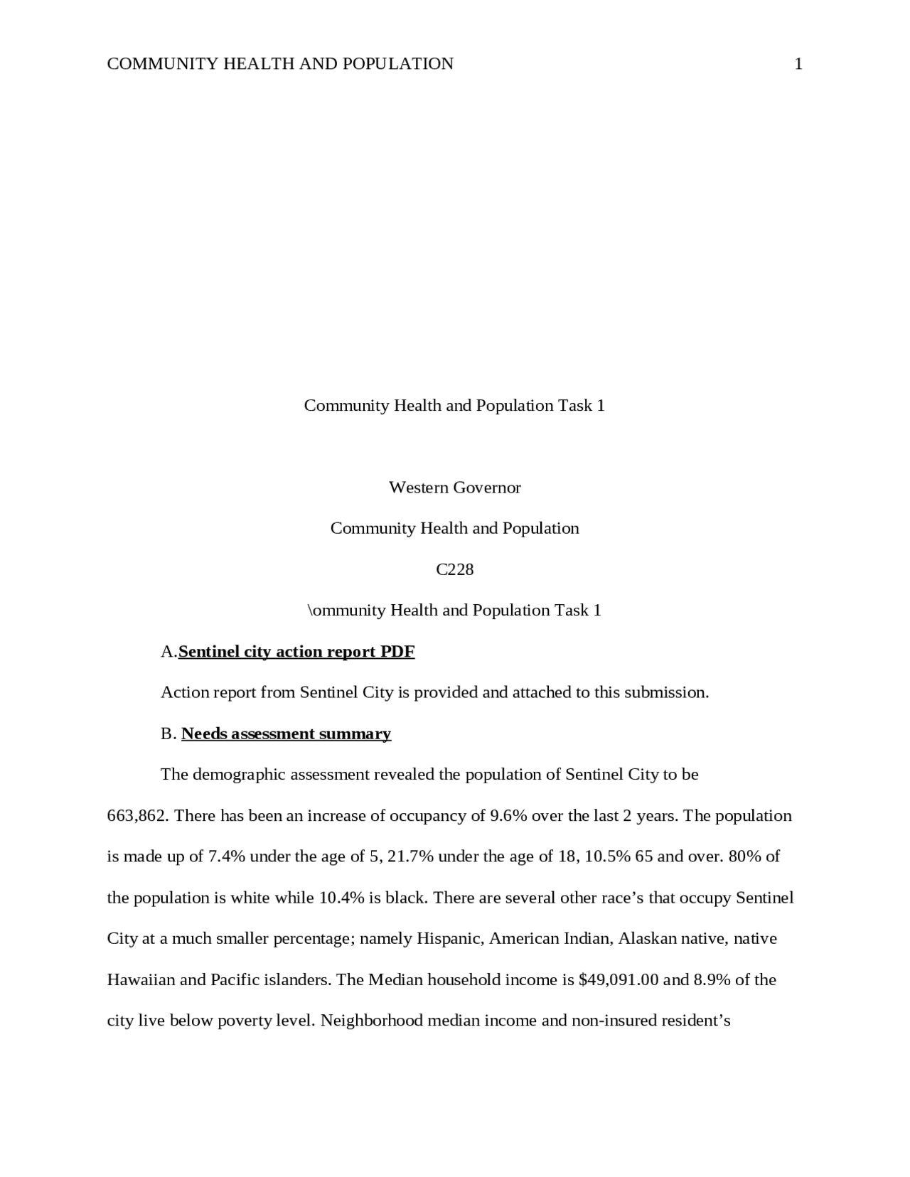 Community Health and Population Task 1Western Governor Commu | Lecture ...